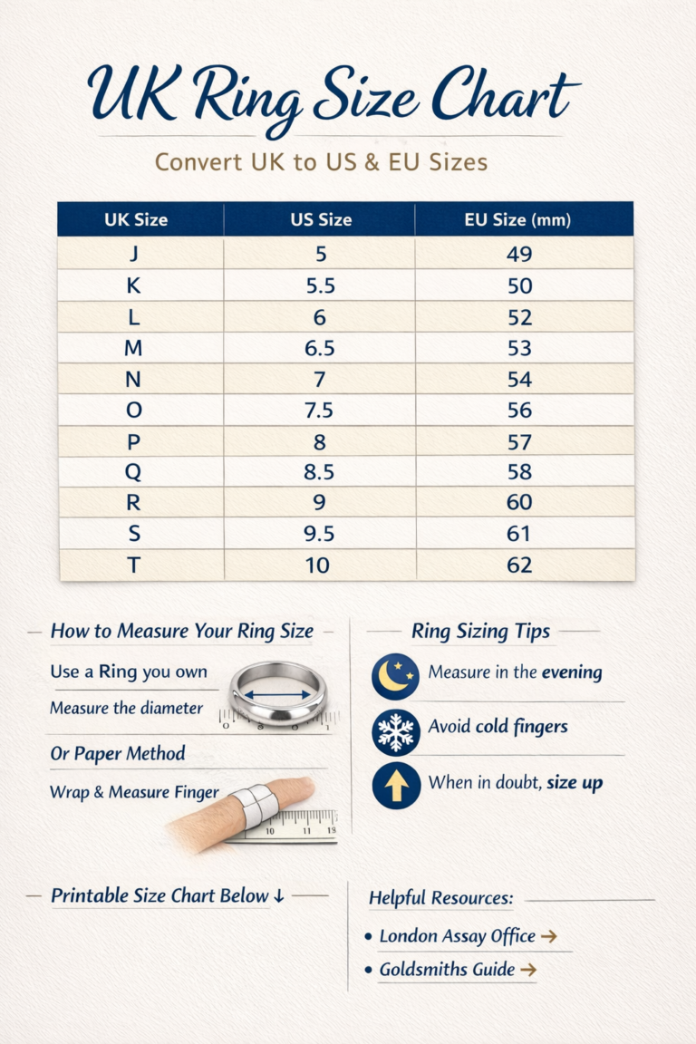 UK Ring Size Chart – Convert UK to US & EU Sizes